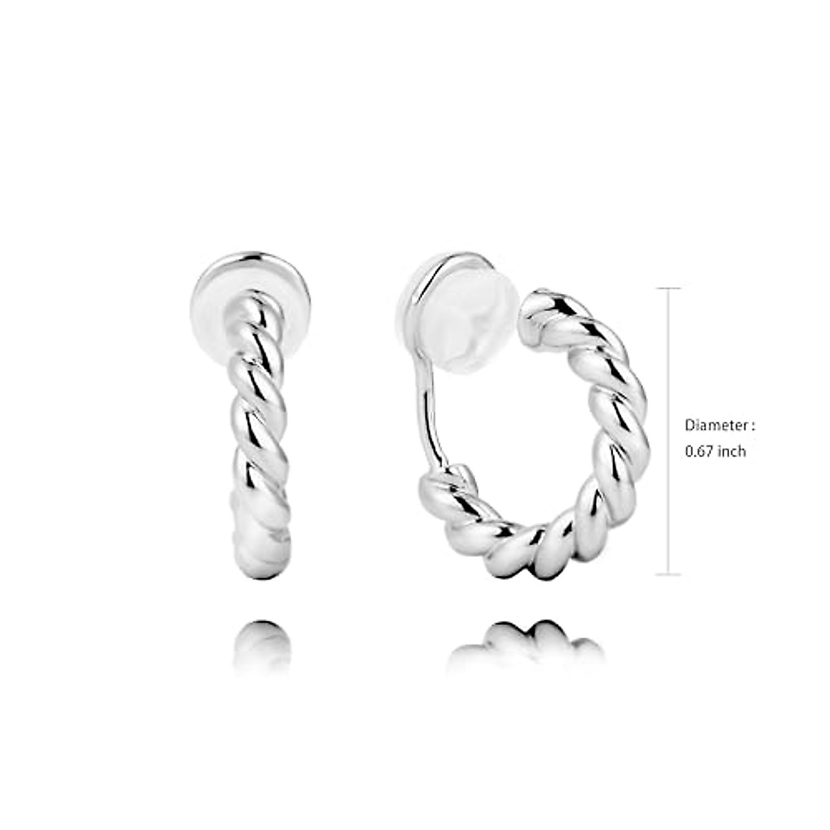 Yurielys Clip on Earrings for Women, Twisted Rope Hoop Clip-on Earrings, Small Clip on Hoops for Non Pierced Ears Gold and White Gold