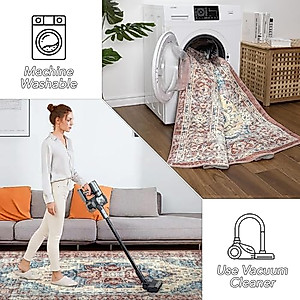 ROYHOME 8x10 Area Rug for Living Room, Bedroom, Dining Room - Vintage Washable Low Pile Non-Slip Large Rug