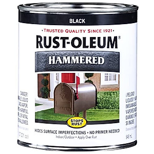 Rust-Oleum 7215502-2PK Stops Rust Hammered Finish Paint, Quart, Black, 2 Pack