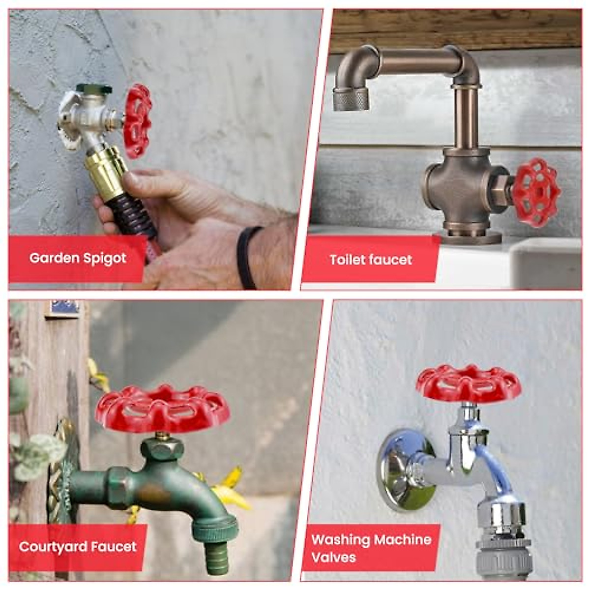 3 PCS Outside Faucet Hose Handles, Cast Iron Bibb Round Wheel Square Stem Hole Spigot Handle Replacement Parts for Outside Hose Bibb, Stopcocks, Valves, Wall Hydrants 15/64 in x 15/64 in (6mm x 6mm)