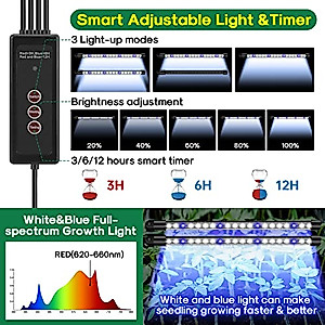 BlumWay Seed Starter Tray with Grow Light,2 Pack 80 Cells Seedling Tray Kit with Humidity Dome/Indoor Plant Starter Kit, Adjustable Brightness Plant Germination Trays