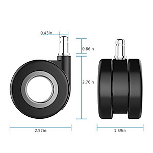 Office Chair Caster Wheels (Set of 5) Safe for All Floors Including Hardwood Double Wheels Style with Screwdriver Heavy Duty 650 lbs Total Capacity