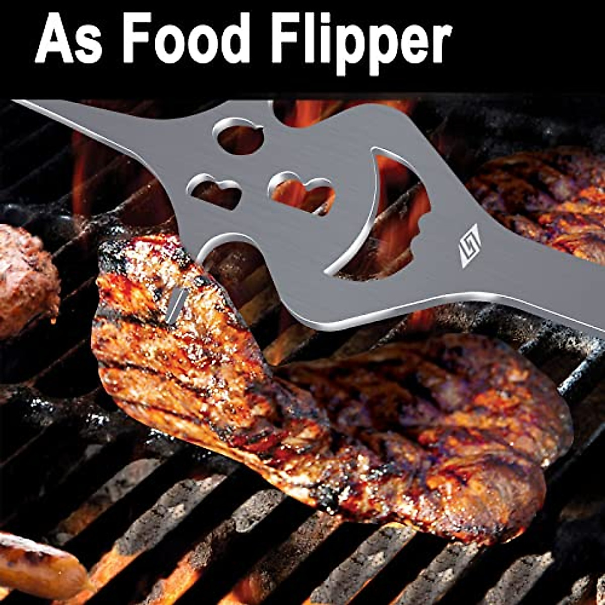 BBQ Grill Accessories for Gas Grill Charcoal Grill, 6 in 1 Grill Tools for Outdoor Barbecue Grill, 14 Inch Grill Utensils, Unique Gill Fork, Dad Gifts, Gifts for Men, Dad, Husband