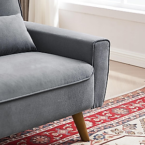 Jarenie 48" Loveseat Sofa, 2 Seater Love Seat Mid Century Modern Small Couches for Living Room Bedroom Apartment, 2 Throw Pillows and Wooden Legs, Light Grey