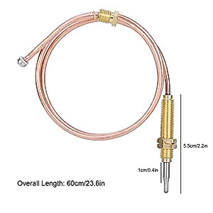 Jerliflyer Thermocouple Gas, M8 Thread Heating Gas Burner Thermocouple Probe 600mm High Speed Metal Portable Thermocouple Gas for Fireplace BBQ Grill