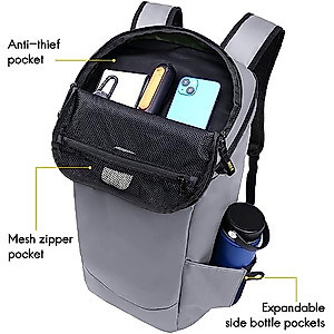 MIER Water Resistant Travel Backpack for Men Women, Carry On Commuter Back Pack Casual Daypack with Multiple Pockets for Work College Hiking Outdoors (25L, Grey)