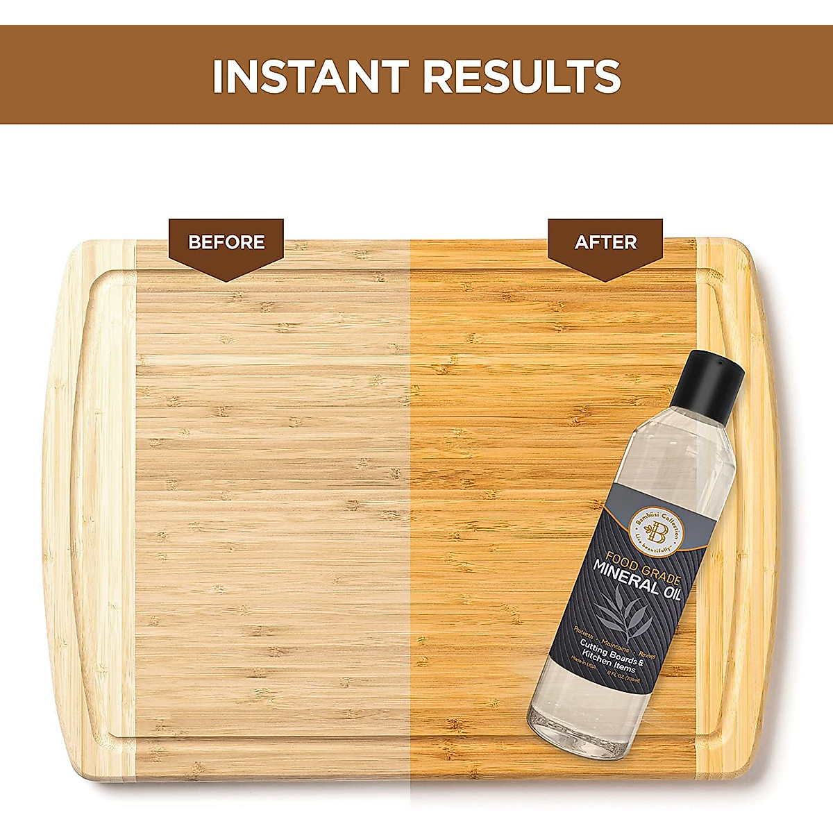 Mineral Oil for Cutting Board - 8oz Food Grade Mineral Oil, Butcher Block Oil to Maintain Wood Cutting Board Conditioner, Protects and Restores Wood, Bamboo, and Teak Cutting Boards and Utensils
