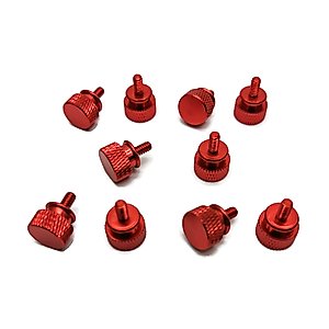 Primeonly27 10x Anodized Aluminum Computer Case Thumbscrews 6-32 Thread for Computer Cover Power Supply Hard Drives DIY RED