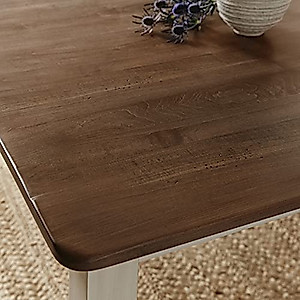 5 Piece Solid Maple Wood Dining Room Set | Full Kitchen Table Set with Table and 4 Chairs | 38” x 48” Brown and White Rectangle Table with Eased Edge and Distressing | Handmade in USA