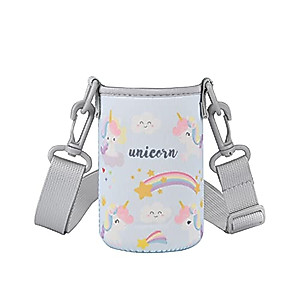 2Pack-Children's Water Bottle Carrier, Protect and insulate your water bottle, With adjustable straps, Suitable for most children's water bottles - Unicorn + Animal