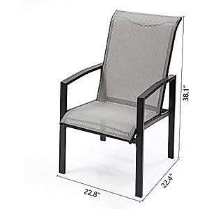 Dulce Domi Patio Chairs Set of 4, Rust-Free Outdoor Chairs W/Metal Slat Finish, 2x1 Textilene Dining Chairs Set of 4, Patio Chairs L23”xW22”xH38” Max Weight 280 Lbs