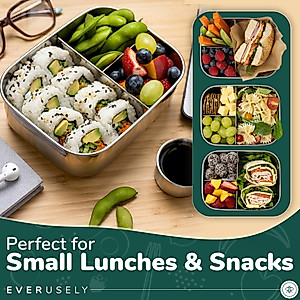 Everusely Small Stainless Steel Bento Box Kids - 27 oz Toddler Lunch Box Stainless Steel, Metal Lunch Box for Kids, Metal Lunch Container, Stainless Steel Lunch Box For Kids, Bento Box Stainless Steel