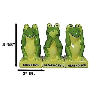Ebros Gift See Hear Speak No Evil Pond Green Frogs Trio Toothpick Holder Salt And Pepper Shakers Set Frog Toad Amphibian Figurines Kitchen Bar And Dining Table Decorative Collectibles