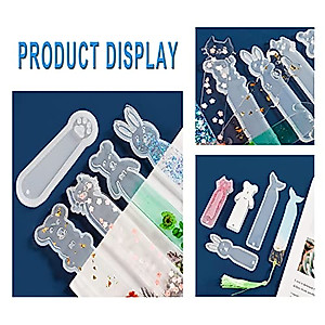 9Pcs Resin Bookmark Mold with 20Pcs Tassels, Silicone Rectangle Mold, Unique Resin Molds for Epoxy Resin, Bookmark Moulds Kits for Resin Casting DIY