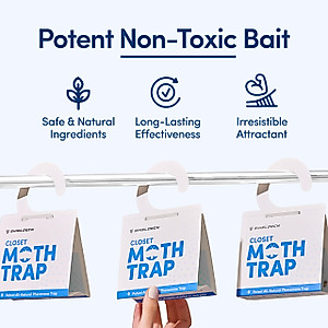 Shieldeck Moth Traps for Clothes with Pheromones (8-Pack) - Clothing Moth Traps for House - Closet Moth Trap & Moth Killer - How to Get Rid of Moths in House - Indoor Cloth Moth Catchers