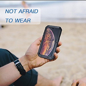 Lanhiem iPhone Xs Max Metal Case, Heavy Duty Shockproof [Tough Armour] Rugged Case with Built-in Glass Screen Protector, 360 Full Body Protective Cover for iPhone Xs Max (6.5" 2018) -Black