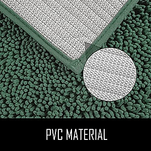 Nulubuu Chenille Extra Soft Bathroom Rug Mat, 16 x 24 Inches, Extra Absorbent Shaggy and Non Slip Rug, Machine Wash Dry, Green