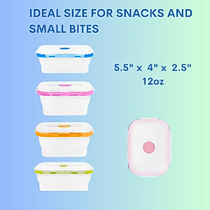 ECOBERI Collapsible Silicone Food Storage Containers with Airtight Snap-Top Lids, Microwave, Dishwasher, Freezer Safe, BPA Free and Non-Toxic, Set of 4