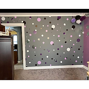 Polka Dot Wall Decals Girls Room Wall Decor Stickers, Wall Dots, Vinyl Circle Peel & Stick DIY Bedroom, Playroom, Kids Room, Baby Nursery Toddler to Teen Bedroom Decoration (Dark & Light Purple)