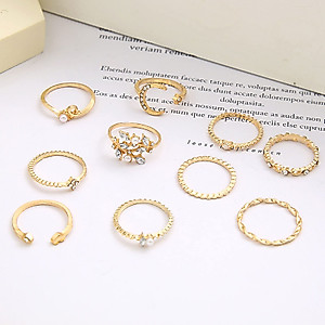 Gold Stacking Rings for Women Butterfly Knuckle Rings Snake Rings Moon Star Rings Heart Stacking Rings for Girls, Alloy, alloy