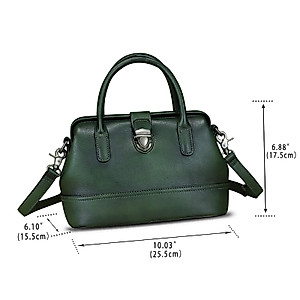 Genuine Leather Satchel Handbag for Women Purse Top Handle Bags Handmade Vintage Crossbody Bag Purses (Green) Medium