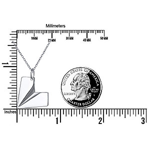 DAOCHONG 925 Sterling Silver Paper Airplane Paper Plane Heart Pendant Necklace for Women Teen Men Gift Jewelry