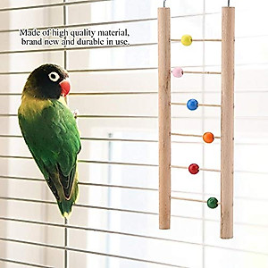 Parrot Ladder, Wooden 6 Ladder Climbing Toy Hanging Swing for Bird Parrot Parakeet Cockatiel Macaw African Grey Cockatoo Lovebird Finch(Beads) Ladders