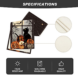 Artoid Mode Boo Black Cat Pumpkins Halloween Table Runner, Trick Or Treat Kitchen Dining Table Decoration for Home Party Decor 13 x 72 Inch