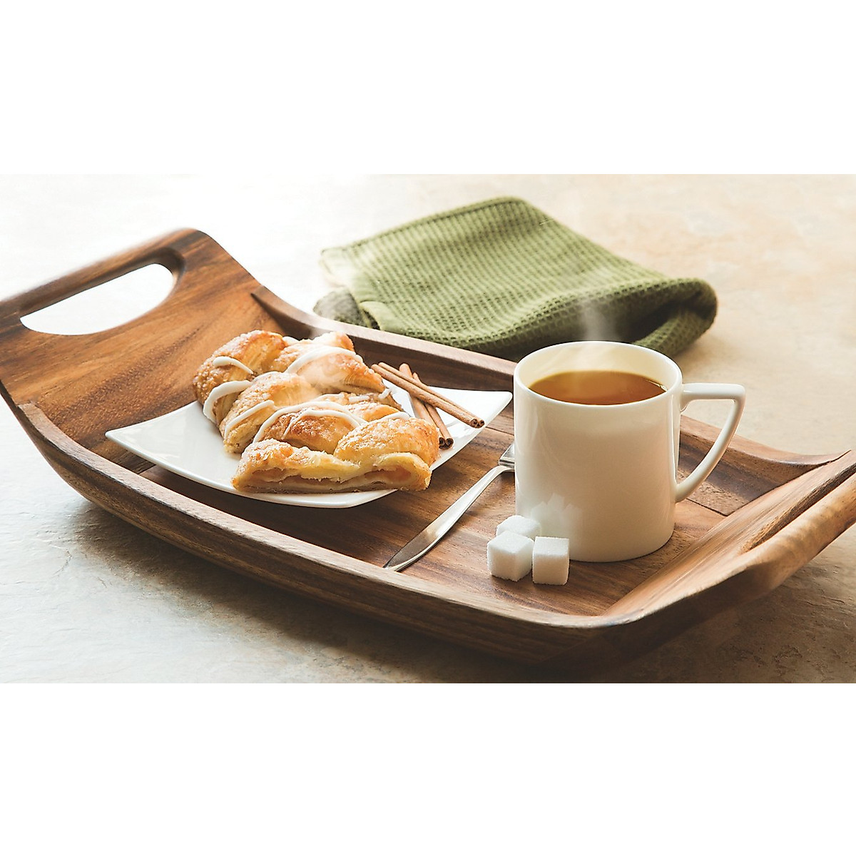 Ironwood Gourmet Norwegian Saddle Serving Tray, 9 x 18 x 3 inches, Brown