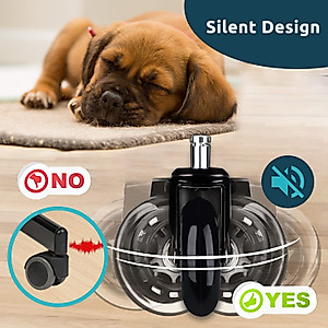 Office Chair Wheels (Set of 5), 3'' 100% No Scratches Caster Wheels, Heavy Duty & Safe Computer Gaming Chair Casters Quiet Rolling, Suitable for All Floors Including Hardwood Cappet