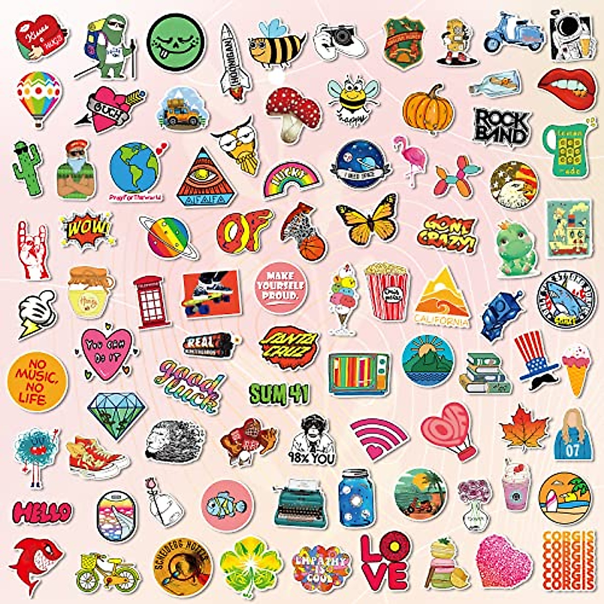 500 Pcs Colorful Vinyl Stickers Pack - Waterproof Fun