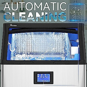YITAHOME 2023 Upgraded Commercial Ice Maker Machine 270lbs/24h with 100lbs Storage Bin, Stainless Steel Ice Scoop, Blue Light, Freestanding Ice Machine for Home, Restaurants, Bars