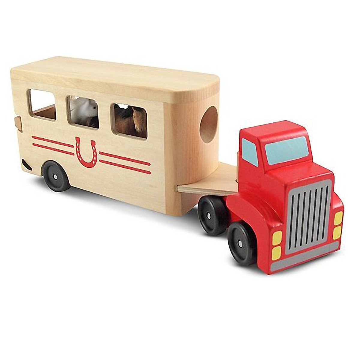 Melissa & Doug Wooden Horse Carrier Toy & 1 Scratch Art Mini-Pad Bundle (04097)