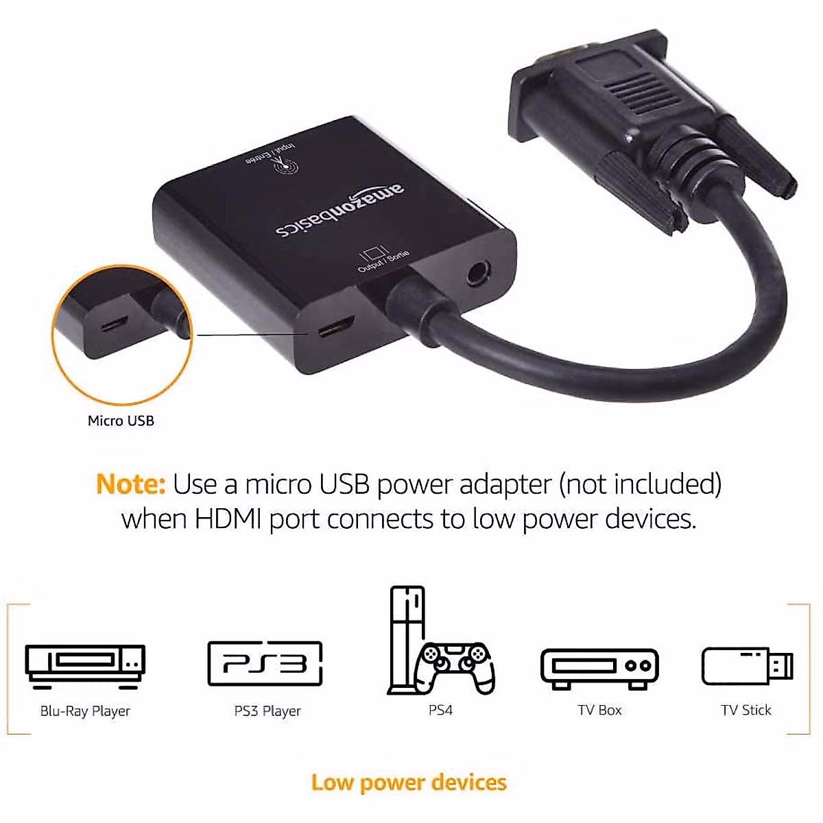 Amazon Basics Gold-Plated HDMI (Female) to VGA (Male) Adapter with 3.5mm Audio Port (Only from HDMI to VGA), Black
