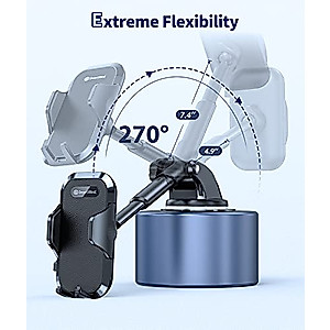 DesertWest [Original Mechanical Arm] Phone Mount for Car Dashboard & Windshield Universal Car Phone Holder with Strong Suction Cup Base Fit for iPhone 14 Pro Max 13 12X XS, Galaxy S23 S22 All Phones