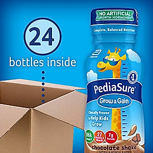 PediaSure Grow & Gain with Immune Support, Kids Protein Shake, 27 Vitamins and Minerals, 7g Protein, Helps Kids Catch Up On Growth, Non-GMO, Gluten-Free, Chocolate, 8 Fl Oz (Pack of 24)