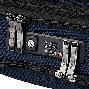 TUMI Alpha International Dual Access 4-Wheeled Carry-On Luggage - Rolling Suitcase for Men and Women - Luggage Carry-On with 4 Spinner Wheels - Rolling Luggage with Security Zippers - Navy/Grey