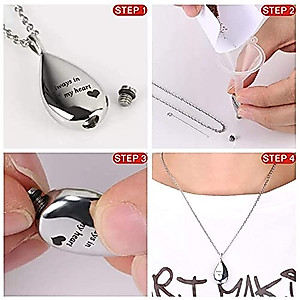 wskvoker Urn Necklace for Ashes, Cremation Necklack for Ashes, Urn Necklace for Ashes for Women, Cremation Jewelry Locket Stainless Steel Keepsake Waterproof Memorial Pend… (silver drop pendant)