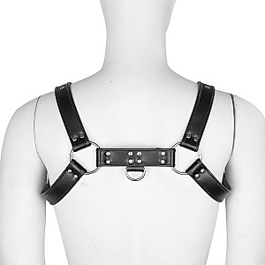 QUYUWOWO Harness for Man Adjustable Leather Harness Body Chest Half Harness Punk Belt Clubwear Costume