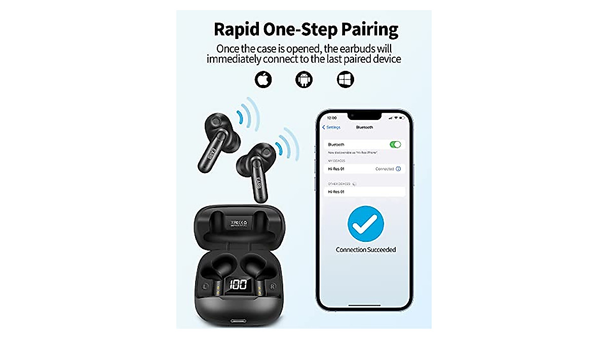 EARB Wireless Bluetooth Earbuds with 30H Playtime & Hi-Res Audio