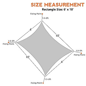 ASTEROUTDOOR 6' x 10' Rectangle Sun Shade Sail UV Block Canopy Cover for Outdoor Patio Backyard Lawn Garden, Terra