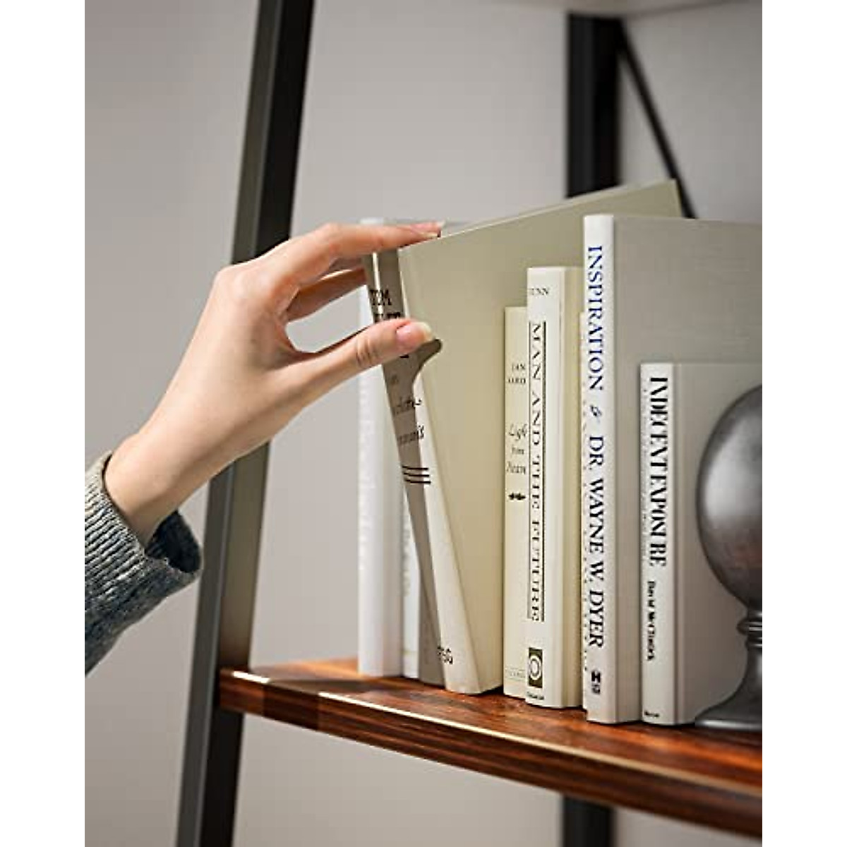 Pipishell Industrial Ladder Shelf, 4-Tier Bookshelf, Free Standing Bookcase Storage Rack Shelves Plant Flower Stand with Wood Look for Living Room, Bedroom, Kitchen, Bathroom, Home Office, Balcony