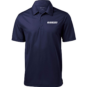 Ford Mustang Shelby Crest Pocket Print Textured Polo, Navy 2XL