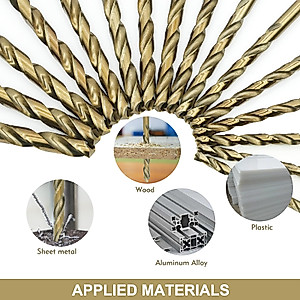 BeHappy Cobalt Drill Bit Set, 29Pcs Metal Drill Bit Set, M35 High Speed Steel Twist Jobber Cobalt Drill Bits for Hardened Metal, Stainless Steel,Cast Iron,Wood,Plastic, Index Storage Case,1/16"-1/2"