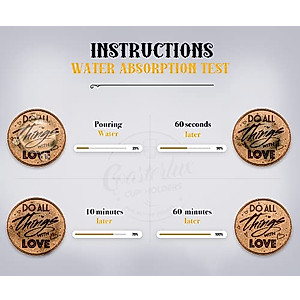 Coasterlux Cork Coasters for Drinks Absorbent with Holder - Cute & Funny Set of 8 Large Round Outdoor Cup Coasters for Wooden Table Protection, Coffee Trivet, Cups and Mugs - Cool Drink Coaster Gift