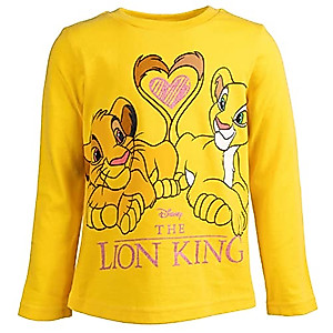 Disney Lion King Simba Nala Toddler Girls 2 Pack Long Sleeve Graphic T-Shirts Yellow/Pink 4T
