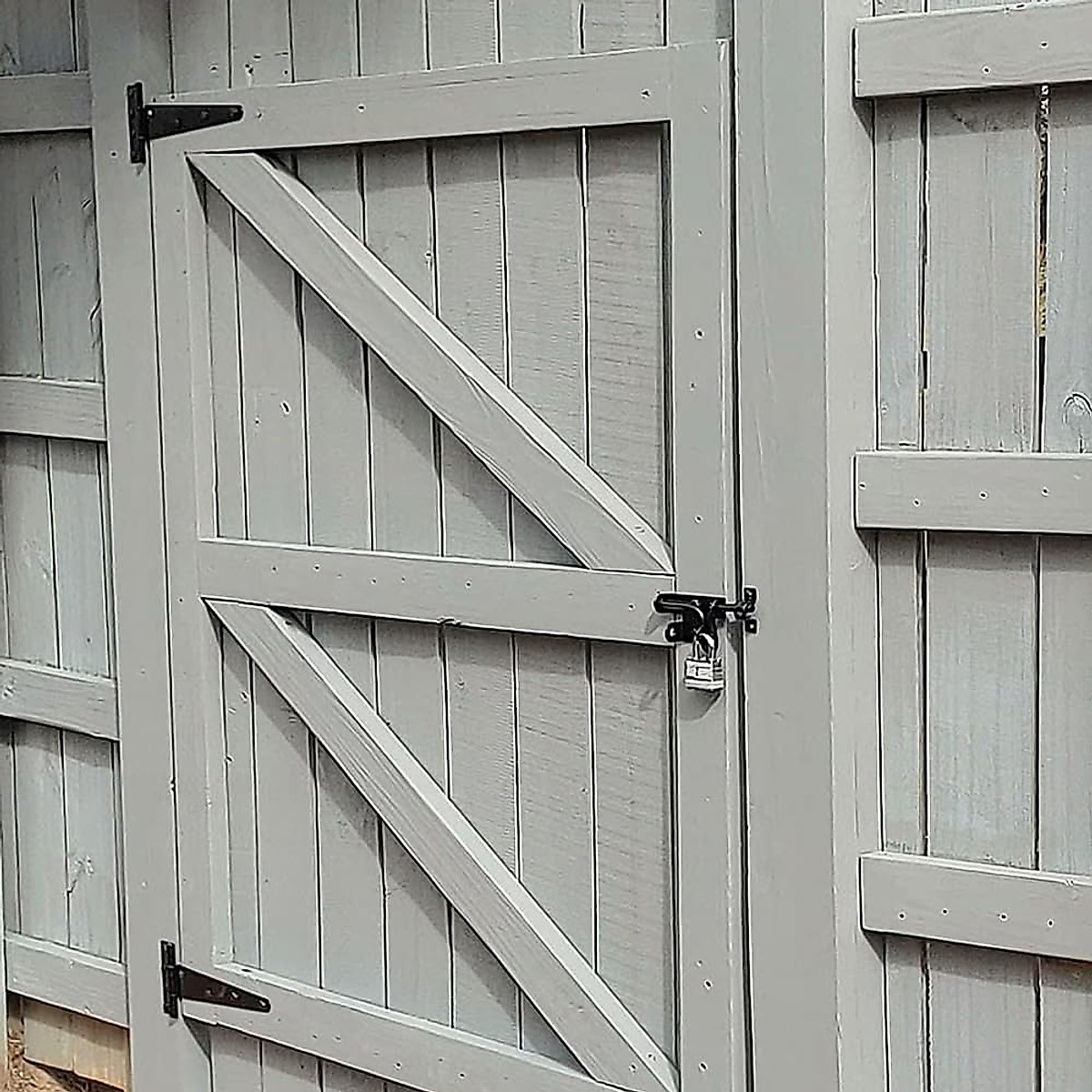 TamBee 5Inch Shed Door Hinges T-Strap Barn Door Hinges Outdoor Heavy Duty Hinges for Wood Wrought Hinges Hardware(2PCS)