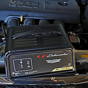 Schumacher SC1361 Fully Automatic Jump Starter and Battery Charger for Motorcycle, Power Sport, Lawn Tractor, Car, SUV, Truck, and Boat Batteries, 50 Cranking Amps, 12 Volts, Black, 1 unit