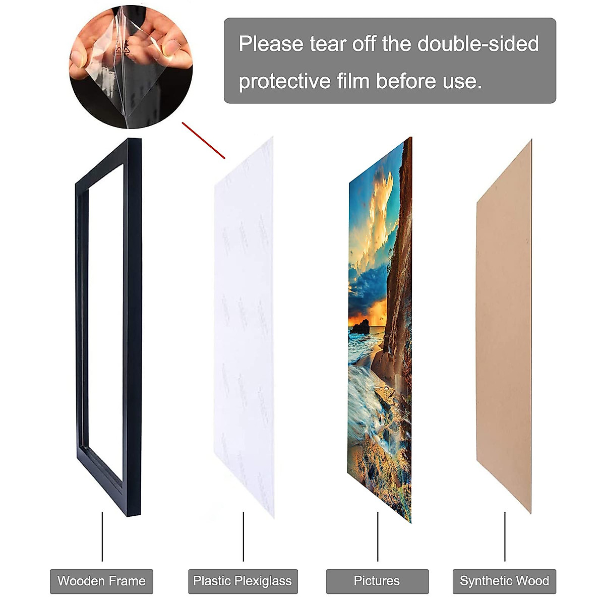 Diamond Painting Frames, 9.8x13.8in Picture Frame for 30x40cm/12x16in Diamond Painting after Cropping, Solid Wood Frame with Plexiglass Black