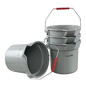 Teyyvn 4-Pack Commercial Round Bucket, 3.5 Gallon Industrial Round Utility Pail with Handle, Gray